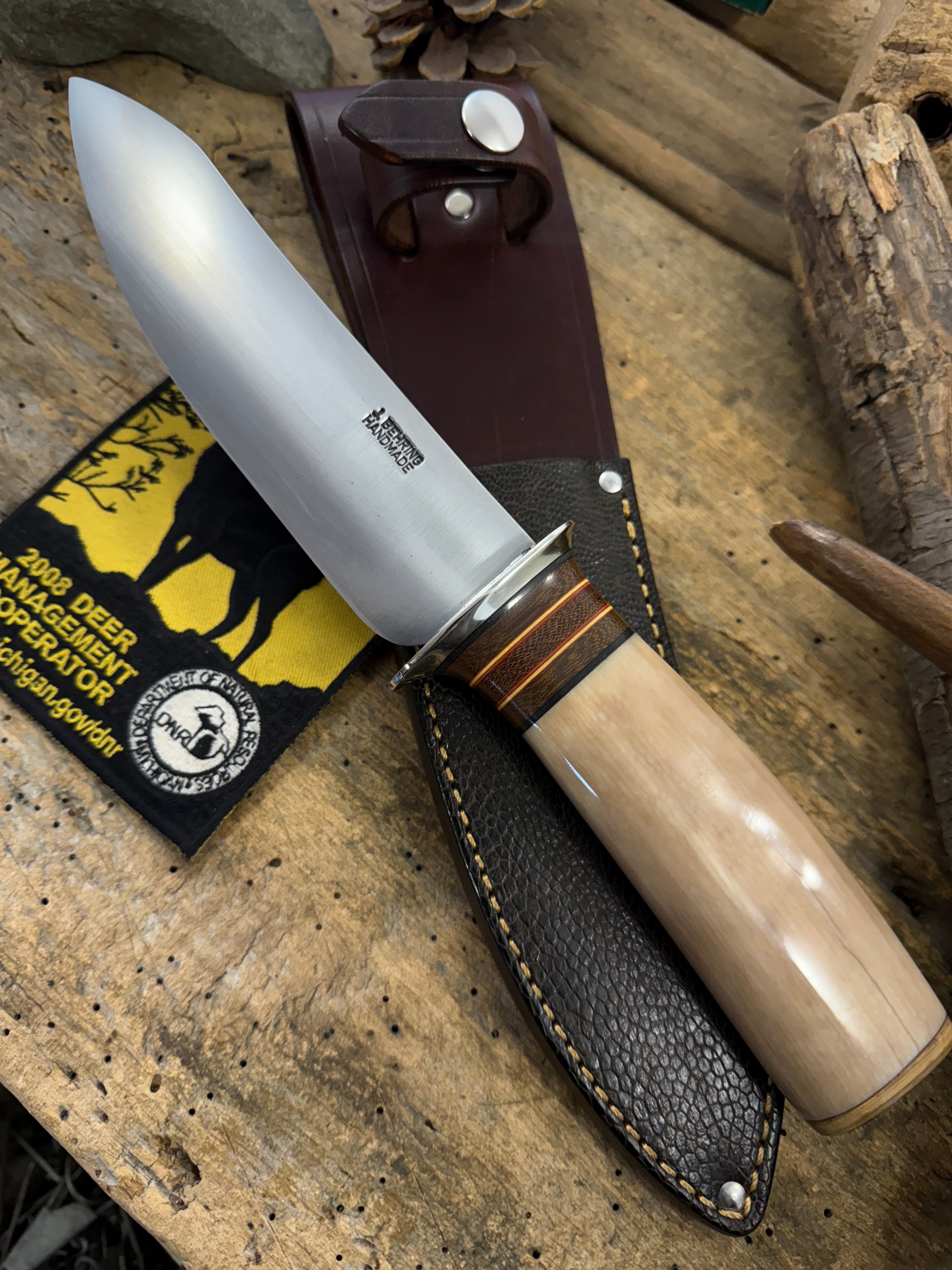 Treeman Walrus Artifact Ivory 6" Drop Point AEB-L Mammoth Butt cap Ele ...