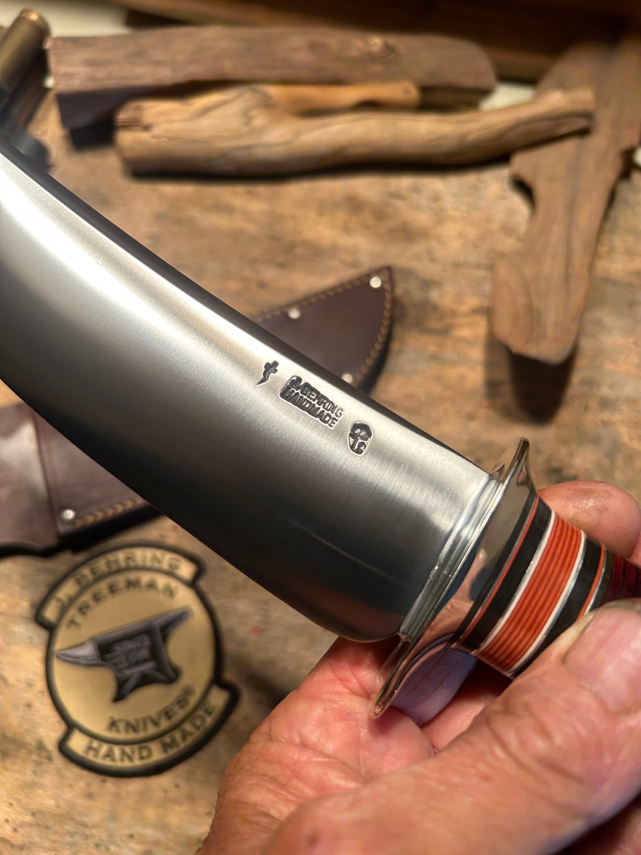 J. Behring Handmade Vintage Treeman Camp Knife Old Stamp 7" Blade ...