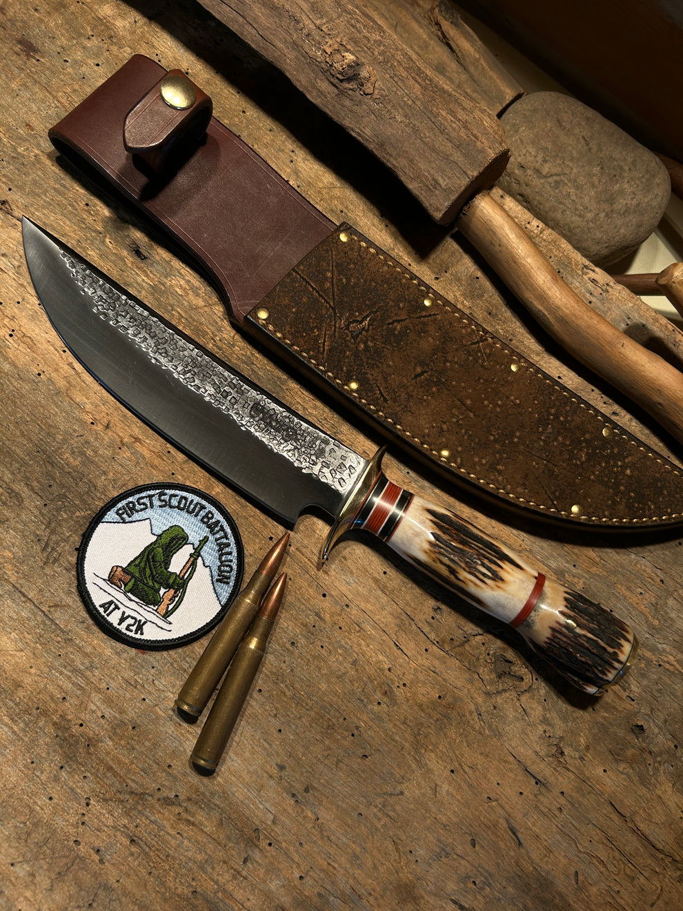 Treeman Handmade Skull Fighter Stag/Stag Hammermark Giraffe Sheath ...